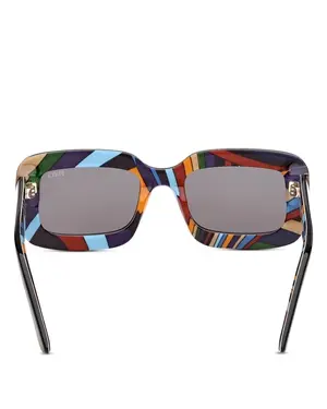 Emilio Pucci Rectangular Sunglasses, 52mm - Shiny Black/smoke