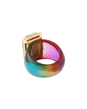 Kurt Geiger Signature Eagle Stone Cocktail Rainbow Ring
