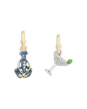 Kurt Geiger Mismatched Lobster And Martini Charm Hoop Earrings - Multi