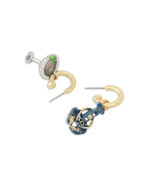 Kurt Geiger Mismatched Lobster And Martini Charm Hoop Earrings