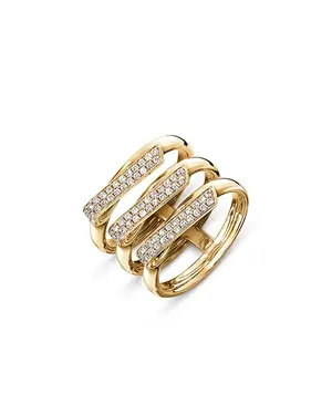 Hearts On Fire 18k Yellow Diamond Pave Trio Row Ring