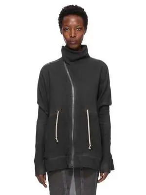 Rick Owens Drksshdw Cotton Sweatshirt With Funnel Neck - Nero