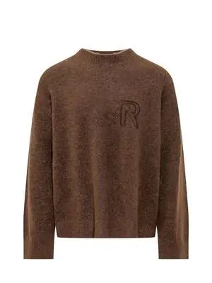 REPRESENT Mock Neck Embroidered Logo Sweater - Brown
