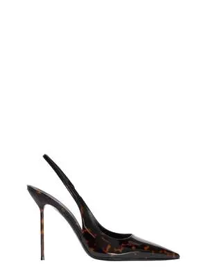 Paris Texas Lidia Tortoiseshell-effect Leather Slingback Pumps With Patent Leather Sole - Brown
