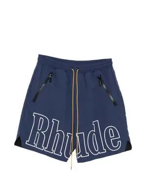 Rhude Nylon Drawstring Logo Shorts - Blu