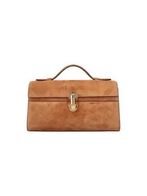 Savette 100% Calfskin Leather Crossbody Bag - Brown