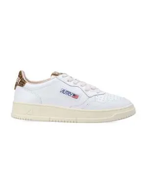 AUTRY Low-top Leather Sneakers With Perforated Detailing - White Leopard