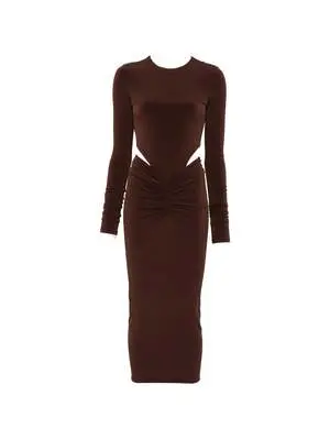 Andamane Ruched Crewneck Mini Dress With Side Cut-out - Marrone