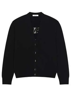 Givenchy V-neck Cotton Knit Cardigan With Contrast Intarsia Back