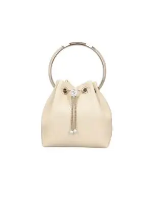 JIMMY CHOO Mini Bucket Bag With Hoop Handle - Cream