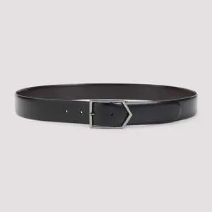 Canali Reversible Leather Belt - Black