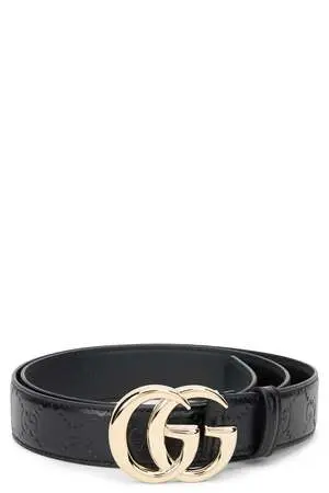 Gucci Logo Buckle Leather Belt - Black