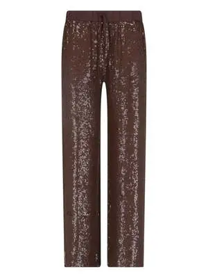 PAROSH Viscose Draped Trousers - Brown