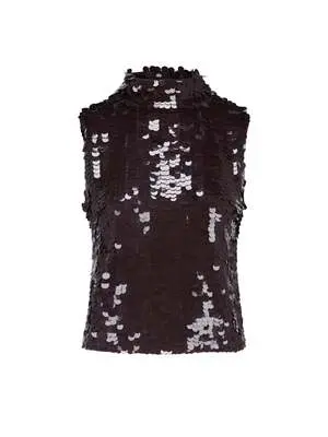 PAROSH Stretch Polyamide Mini Top - Brown