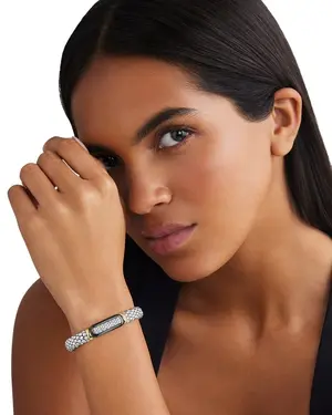 Lagos Two Tone Black Ceramic Diamond Caviar Bracelet, 9mm