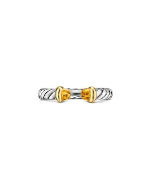 David Yurman Petite Cable Open Ring In Sterling Silver And 14k Yellow Gold