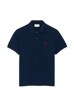 AMI Paris De Coeur Cotton Polo Shirt - Blue