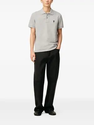 AMI Paris De Coeur Cotton Polo Shirt - Grey