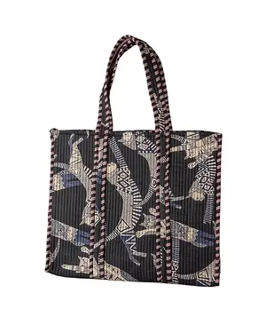 VERVE CULTURE Quilted Feline Tote - Navy
