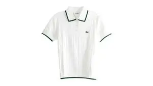 Lacoste Short Sleeve Polo Collar Golf Sweater Shirt - Flour/green