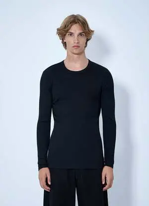 LEMAIRE Long Sleeve Ribbed Tee - Black