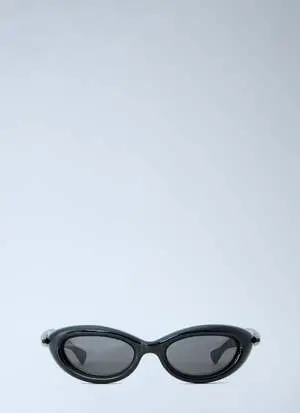 Bottega Veneta Oval Sunglasses With Logo Hinges