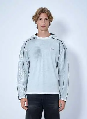 DIESEL® Long Sleeve Hoodie With Logo Patch - Gray