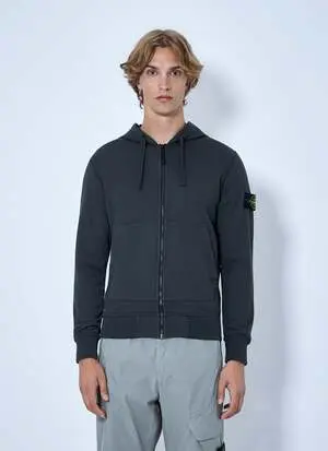 Stone Island Hooded Zip-up Sweatshirt - Gray