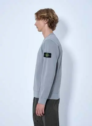 Stone Island Crewneck Sweatshirt With Sleeve Logo Patch - Gray