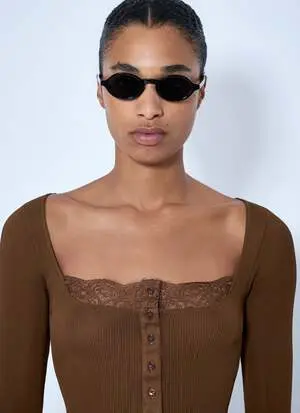 Saint Laurent Oval Frame Sunglasses - Black