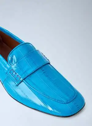 Dries Van Noten Croc-embossed Leather Loafers - Blue