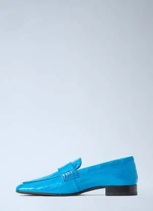 Dries Van Noten Croc-embossed Leather Loafers - Blue