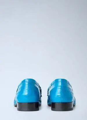 Dries Van Noten Croc-embossed Leather Loafers - Blue