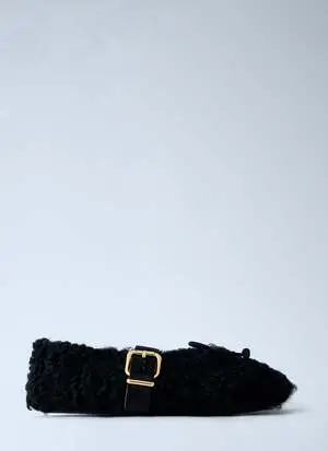 Marni Shearling Loafers With Buckle Strap - Black