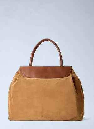Dries Van Noten DRIES VAN NOTEN Suede Blossom Top Handle Bag Brown