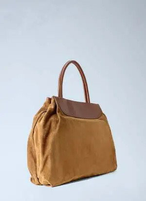 Dries Van Noten Suede Blossom Top Handle Bag - Brown