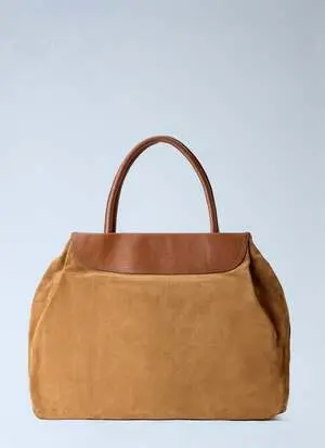Dries Van Noten Suede Blossom Top Handle Bag - Brown