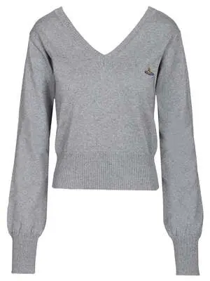 VIVIENNE WESTWOOD VIVIENNE WESTWOOD Beatrice Cotton And Cashmere V-Neck Sweater Gray
