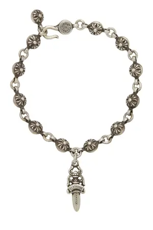 Chrome Hearts Sterling Dagger Cross Ball Bracelet - Silver