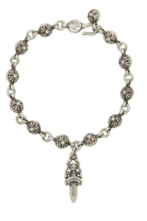 Chrome Hearts Sterling Dagger Cross Ball Bracelet