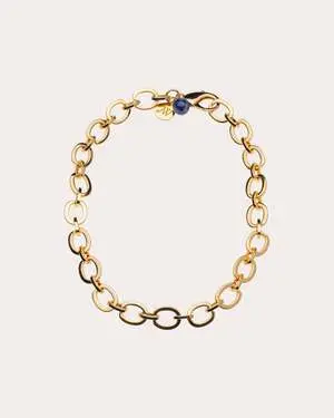 JANE WIN Lapis Lazuli Chunky Link Chain Necklace - Gold