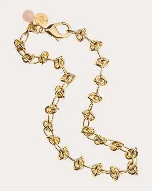 JANE WIN Rose Quartz In A Knot Chain Necklace
