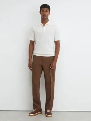 REISS Leigham Cotton-blend Chevron-knit Half-zip Polo