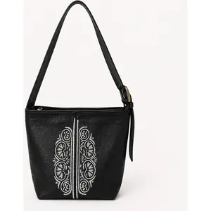 AMASOUK Zahra Leather Bucket Tote - Black