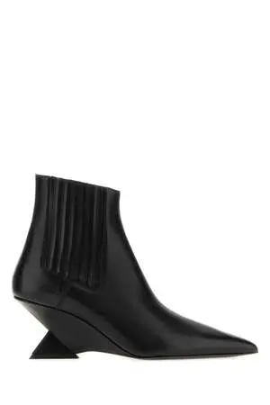 Attico Leather Cheope Ankle Boots - Black
