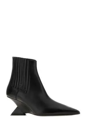 Attico Leather Cheope Ankle Boots - Black