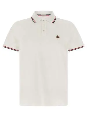 Moncler Tricolor Trim Polo Shirt - White