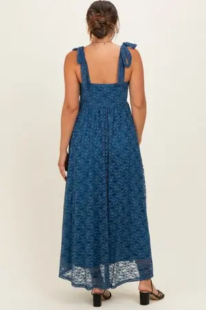 PINKBLUSH Sleeveless Lace Maxi Dress - Blue