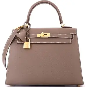 Hermès Kelly Handbag Epsom With Gold Hardware 25 - Grey