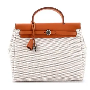 Hermès Herbag Toile And Leather Pm - White